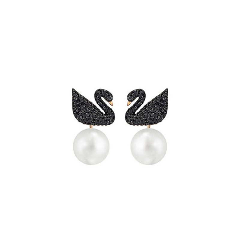 【香港直邮 包邮包税】施华洛世奇Swarovski 百搭水晶天鹅耳环灵活百搭黑天鹅穿孔耳钉 5193949－友阿海外购